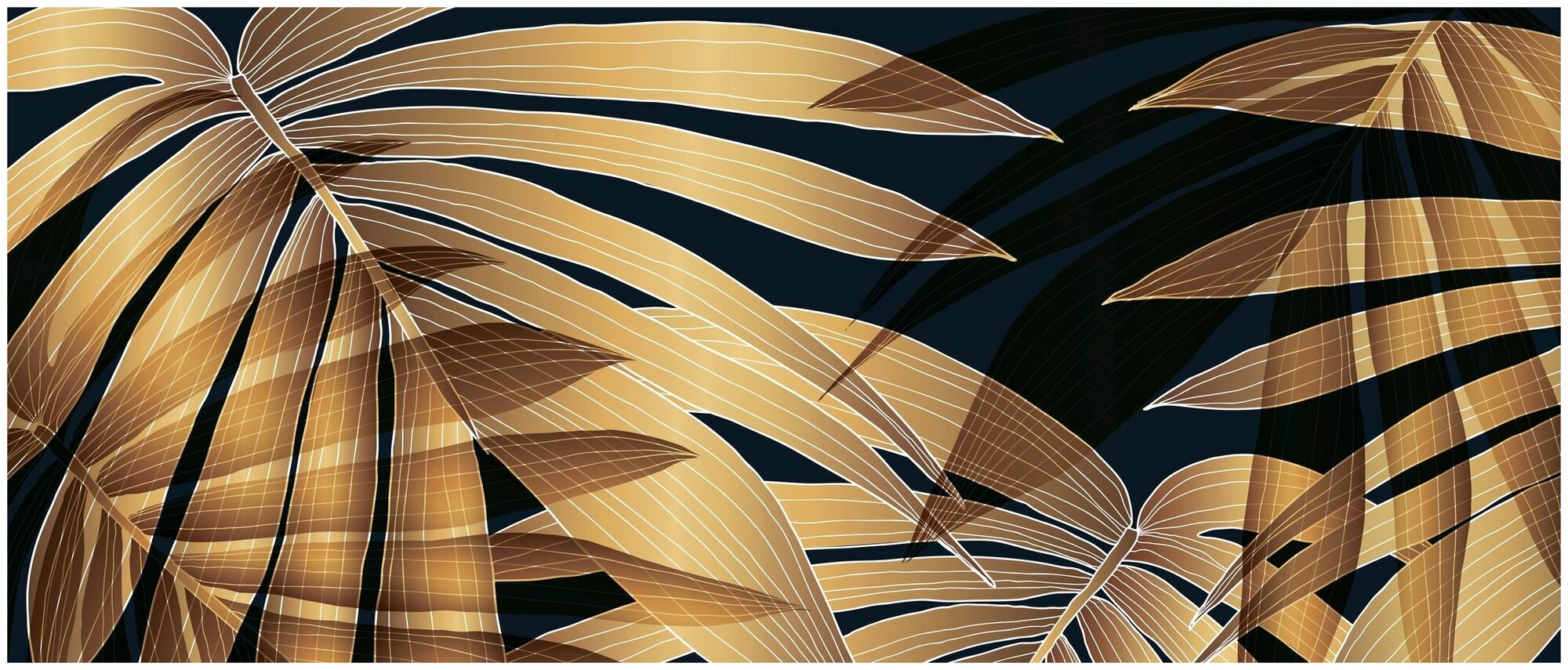 Фотообои Уютная стена "Пышные раскидистые листья" 640х270 см Виниловые Бесшовные (единым полотном)