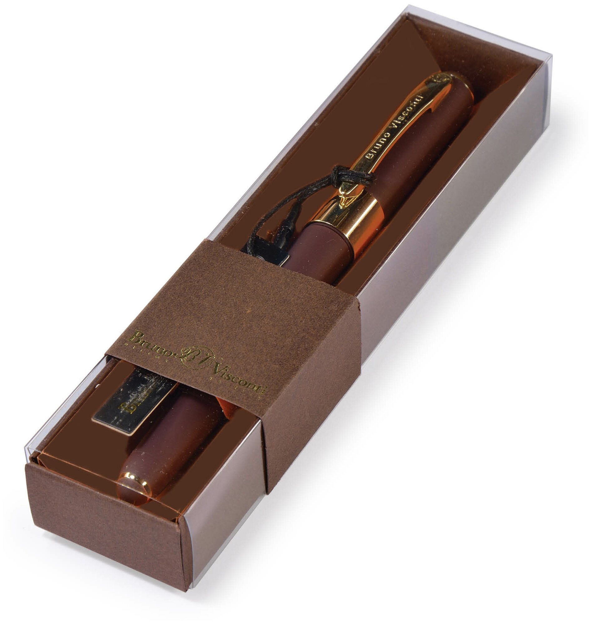 Ручка шариковая автоматическая BrunoVisconti, 0,5 мм, синяя, в футляре, Monaco (коричневый корпус), Арт. 20-0125/051