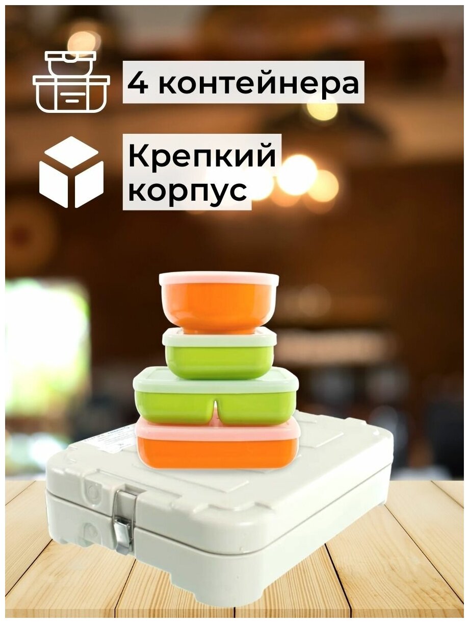 Термоконтейнер FoodAtlas H1, максимальная нагрузка 2 кг, в комплекте 4 контейнера