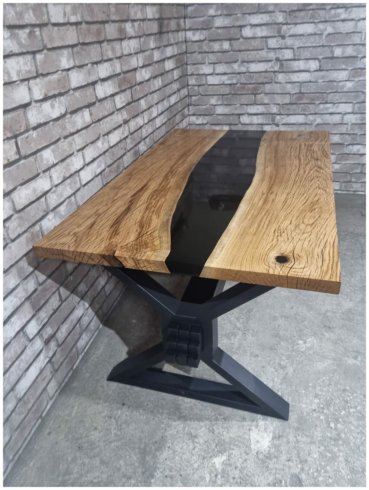 Стол "EasyLOFT" в стиле лофт река с эпоксидной смолой, 160х100х75 см.