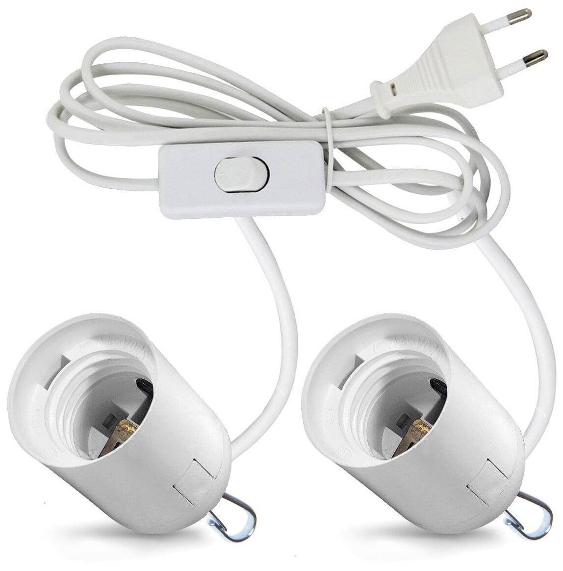 Патрон Е27 с проводом для фитолампы х2