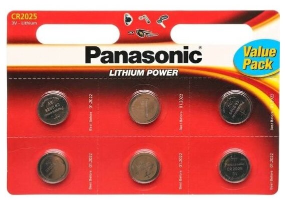 Элемент питания Panasonic Lithium Power CR2025 бл 6