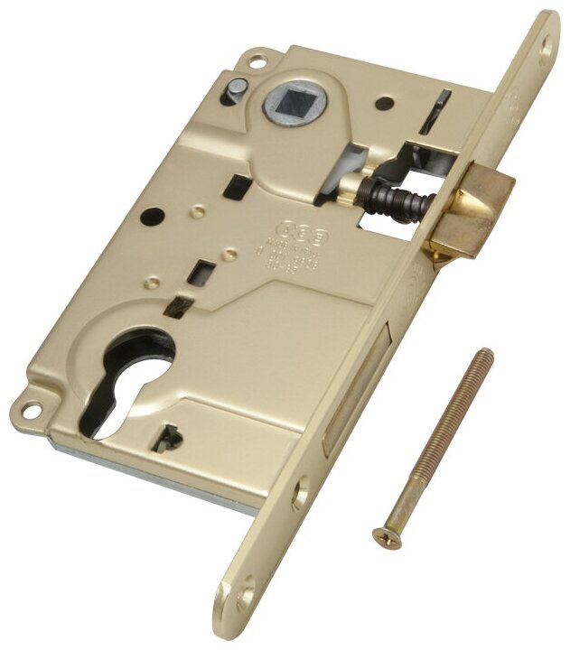 Замок межкомнатный AGB под цилиндр CENTRO B01025.50.03 ригель+защёлка (латунь