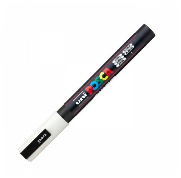 Маркер POSCA PC-3M, белый, 0.9 - 1.3 мм, пулевидный наконечник