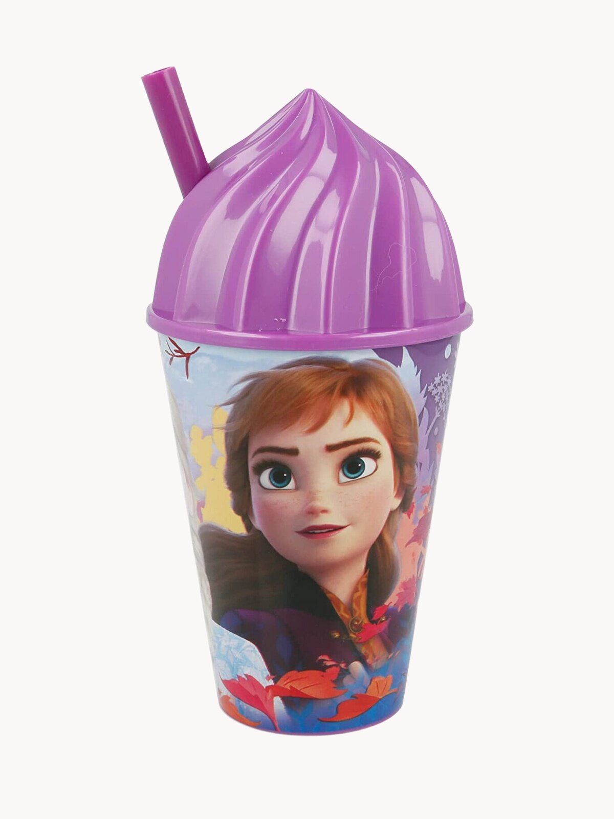 Стакан пластиковый с соломинкой и объемной крышкой в виде мороженого (430 мл). Холодное сердце 2