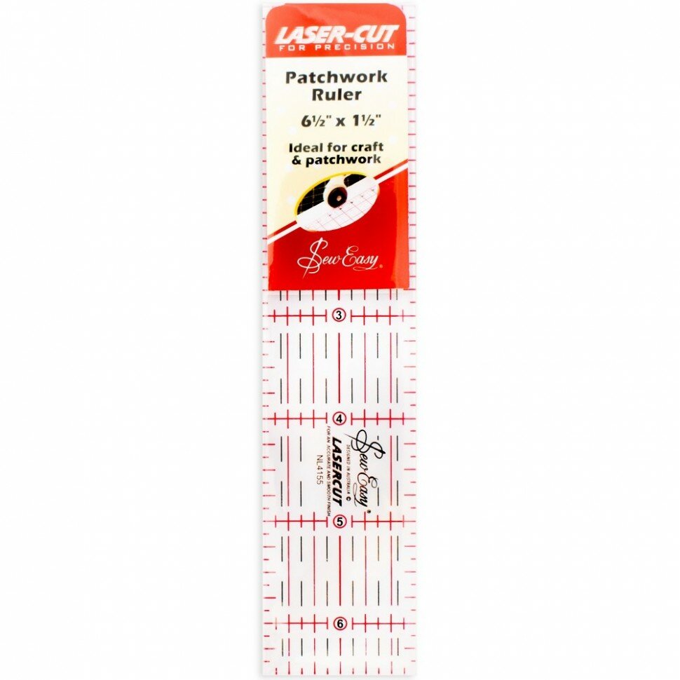 Hemline NL4155 Линейка для пэчворка с градацией в дюймах, 6 1/2" x 1 1/2"
