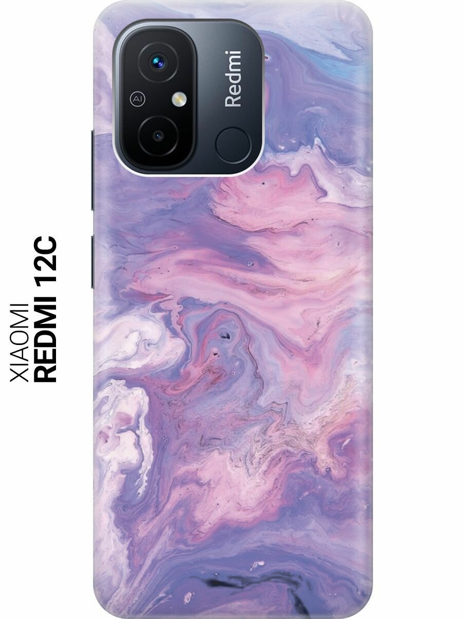 Силиконовый чехол на Xiaomi Redmi 12C, Сяоми Редми 12С с принтом "Сиреневый мрамор"
