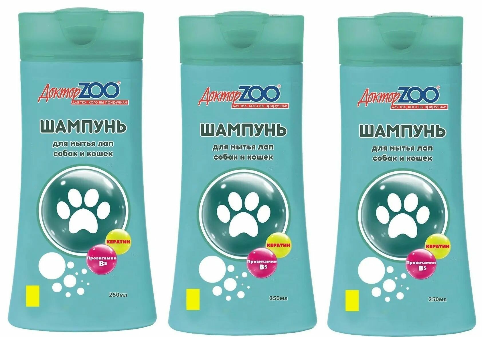 ДокторZOO Шампунь для мытья лап собак и кошек, 250 мл, 3 шт