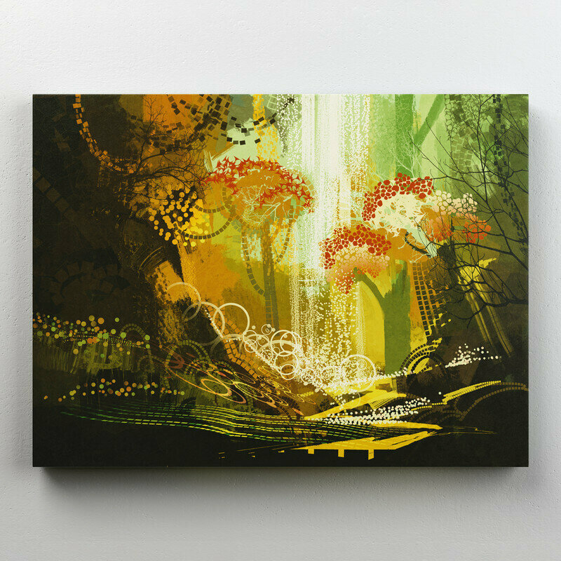 Интерьерная картина на холсте "Абстракция - осенний выдуманный лес" размер 60x45 см