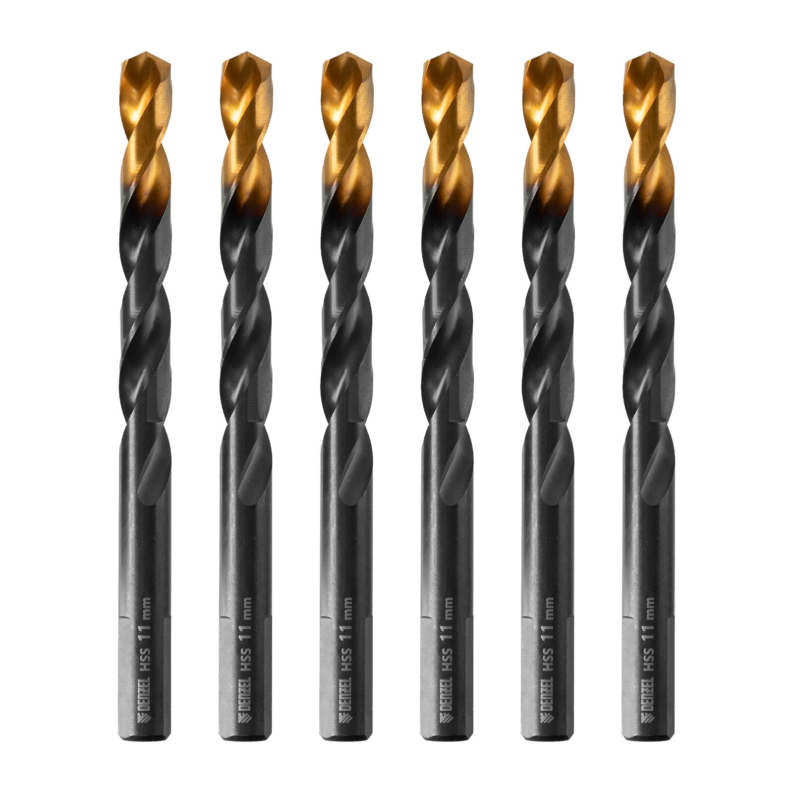 Сверло по металлу, 11 мм, HSS-Tin, Golden Tip, 6 шт. DENZEL 717223