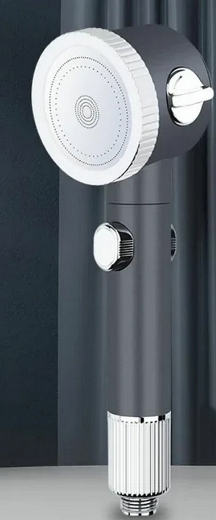 Лейка для душа с фильтром, 3 режима, с массажной щеткой и эффектом дождя, Серая