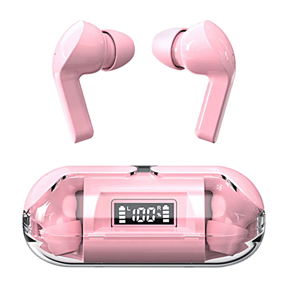Беспроводные TWS наушники TM20, Игровые наушники с микрофоном, LED дисплей, Bluetooth 5.3, Сенсорное управление, Розовый