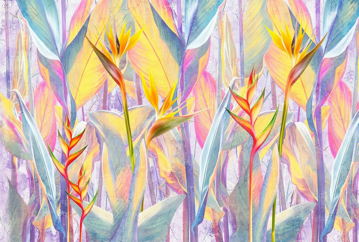 Фотообои Z-356 Яркие листья на разбитой стене 400х270 DIVINO