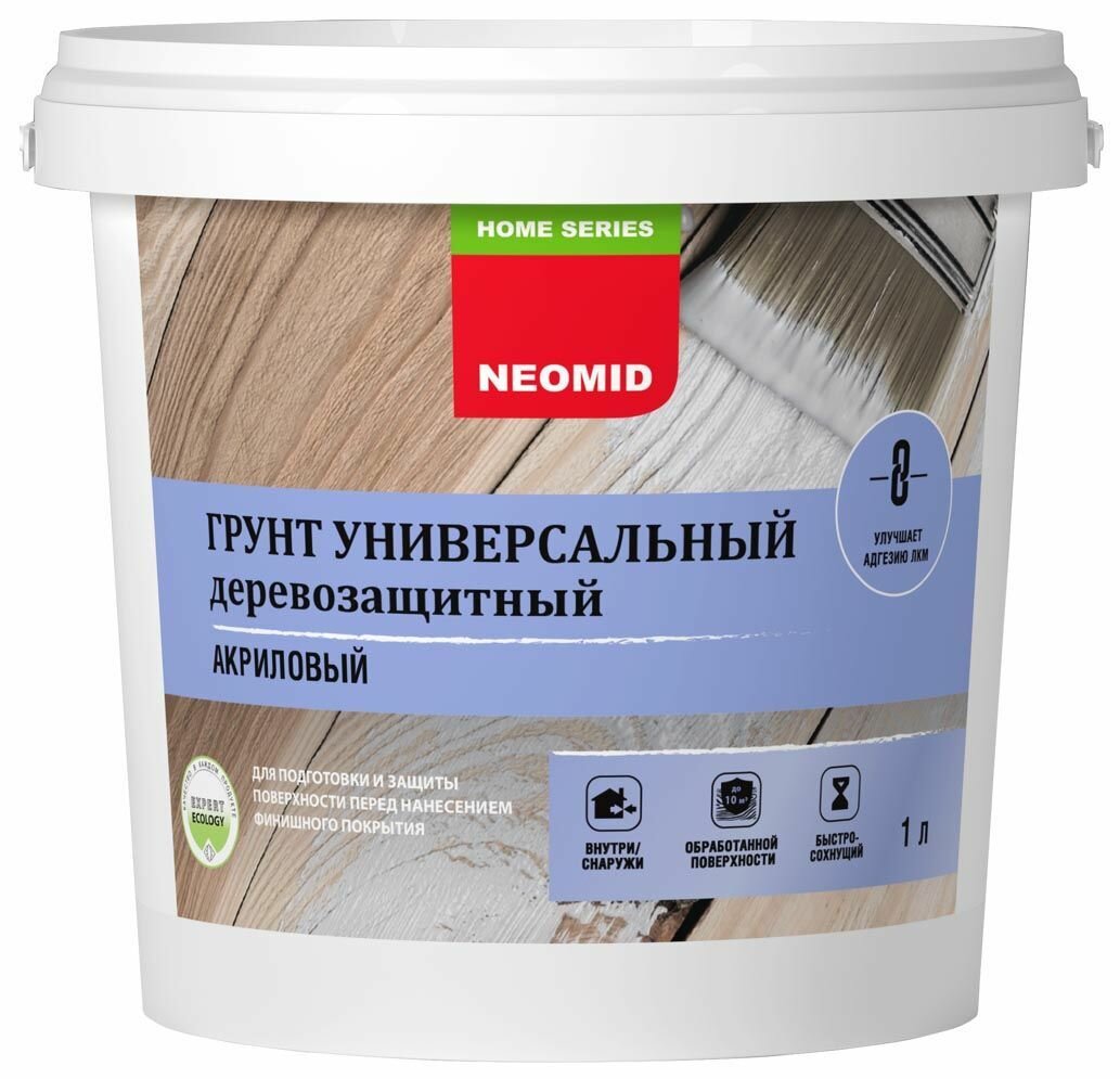 Неомид грунтовка по дереву антисептическая акриловая бесцветная (1л)