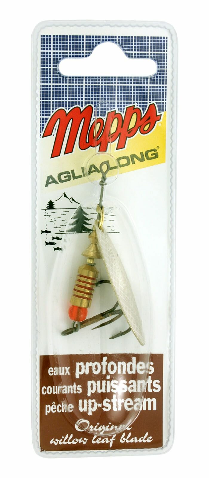 Блесна вращающаяся MEPPS "Aglia Longue AG" №2, вес 7г, блистер, приманка на щуку, окуня, форель