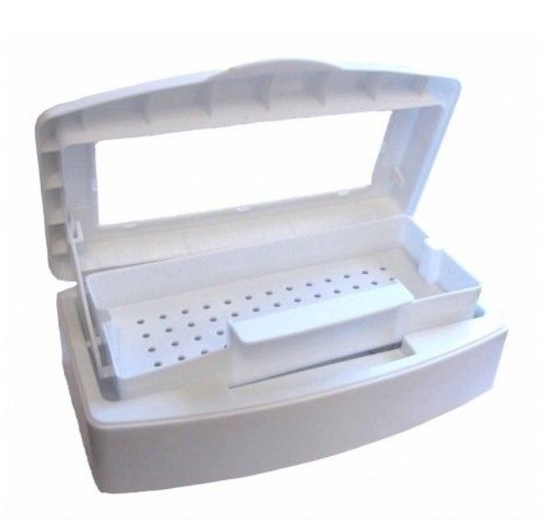 Бокс для стерилизации и дезинфекции инструментов Nail Art с прозрачной крышкой, белый