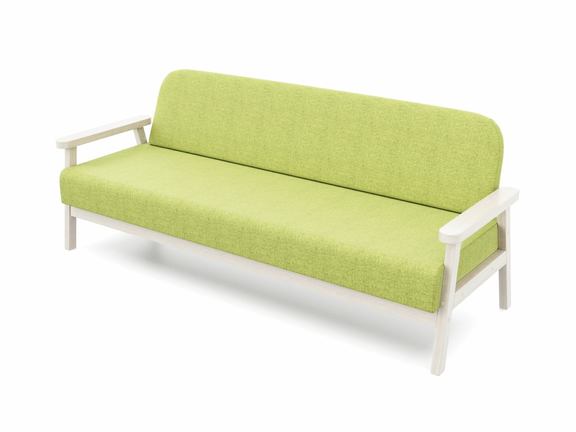 Прямой диван Arsko Флори-Б зеленый-беленый дуб, массив дерева, рогожка, офисный, в гостиную, на кухню, скандинавский лофт