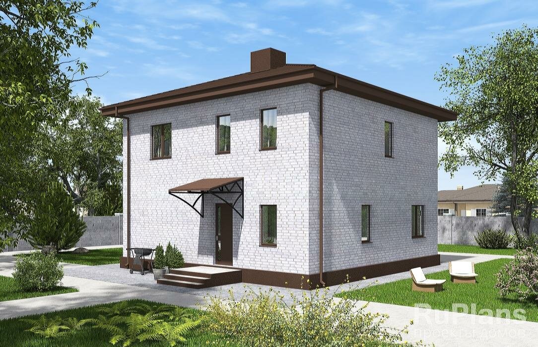 Двухэтажный жилой дом с подвалом (178 м2, 10м x 10м) Rg6127