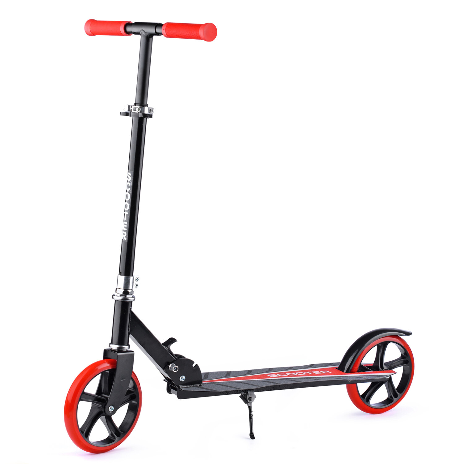 Самокат двухколесный, складной для детей и взрослых U037838Y, красный, PU/ 200 мм, ABEC 7, На рост 150 -170 см.