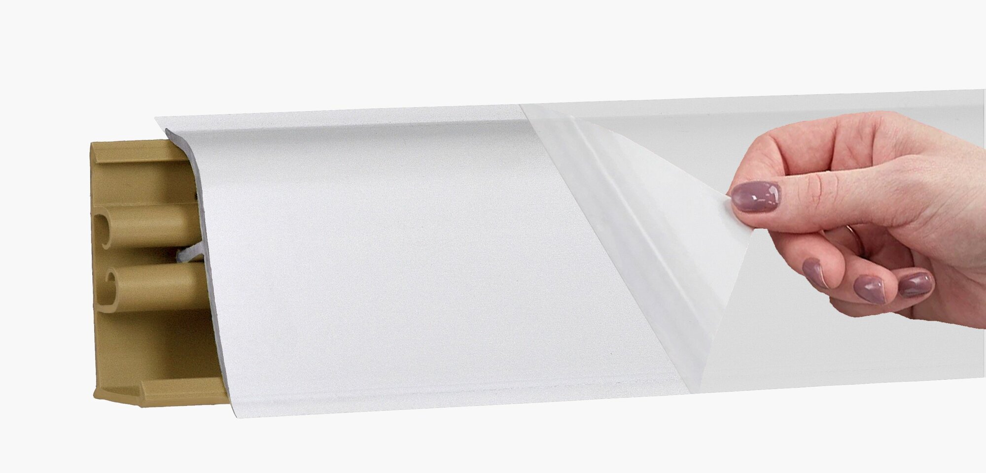 Плинтус для столешницы Korner LB38 с кабель-каналом мягкий край 38х24x3000 мм ПВХ, Белый матовый -1 шт