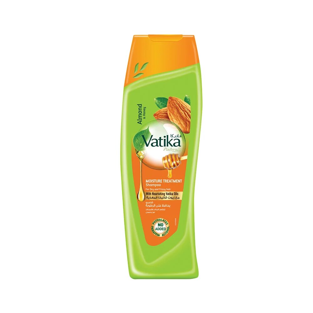 Vatika ALMOND AND HONEY Moisture Treatment Shampoo, Dabur (Ватика миндаль И МЕД Шампунь увлажняющий для сухих, вьющихся и жестких волос, Дабур), 200 мл.