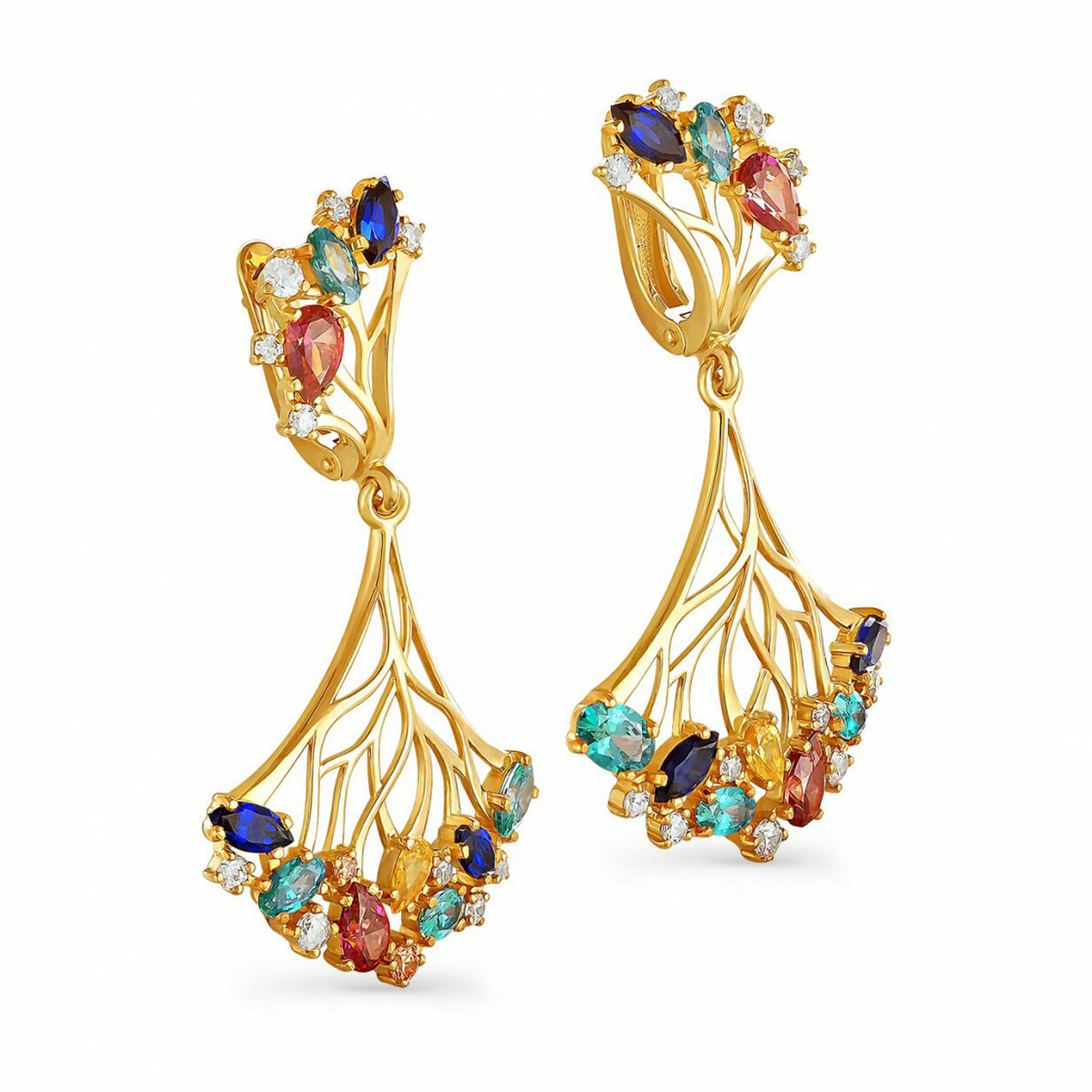 Подвеска для серег, серебро, 925 проба, фианит, алпанит