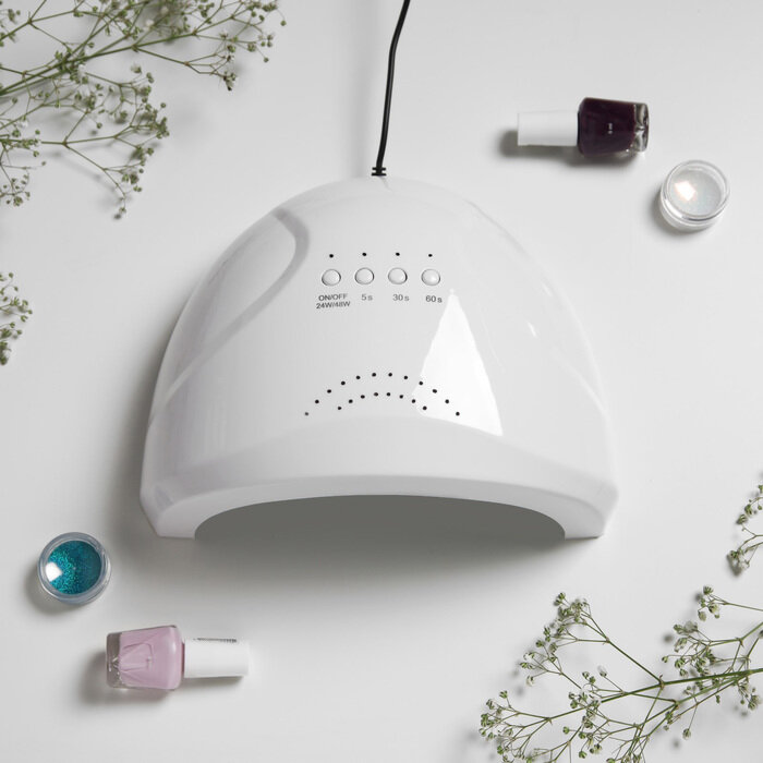 Лампа для гель-лака Luazon LUF-17, LED, 48 Вт, 30 диодов, таймер 5/36/60 с, USB, белая 9276172