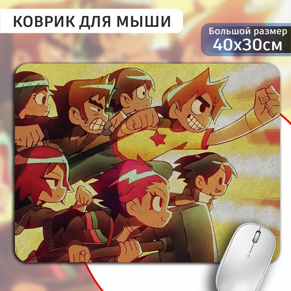 Коврик для мыши 30х40 с принтом сериал Скотт Пилигримм жмет на газ (Рамона Флауэрс, поцелуй) - 379