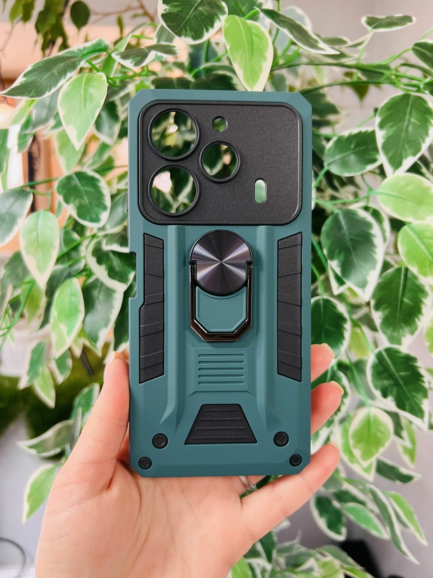 Чехол противоударный military для Tecno Pova 6 и Tecno Pova 6 Pro / Техно Пова 6 и Техно Пова 6 Про (Темно-зеленый)