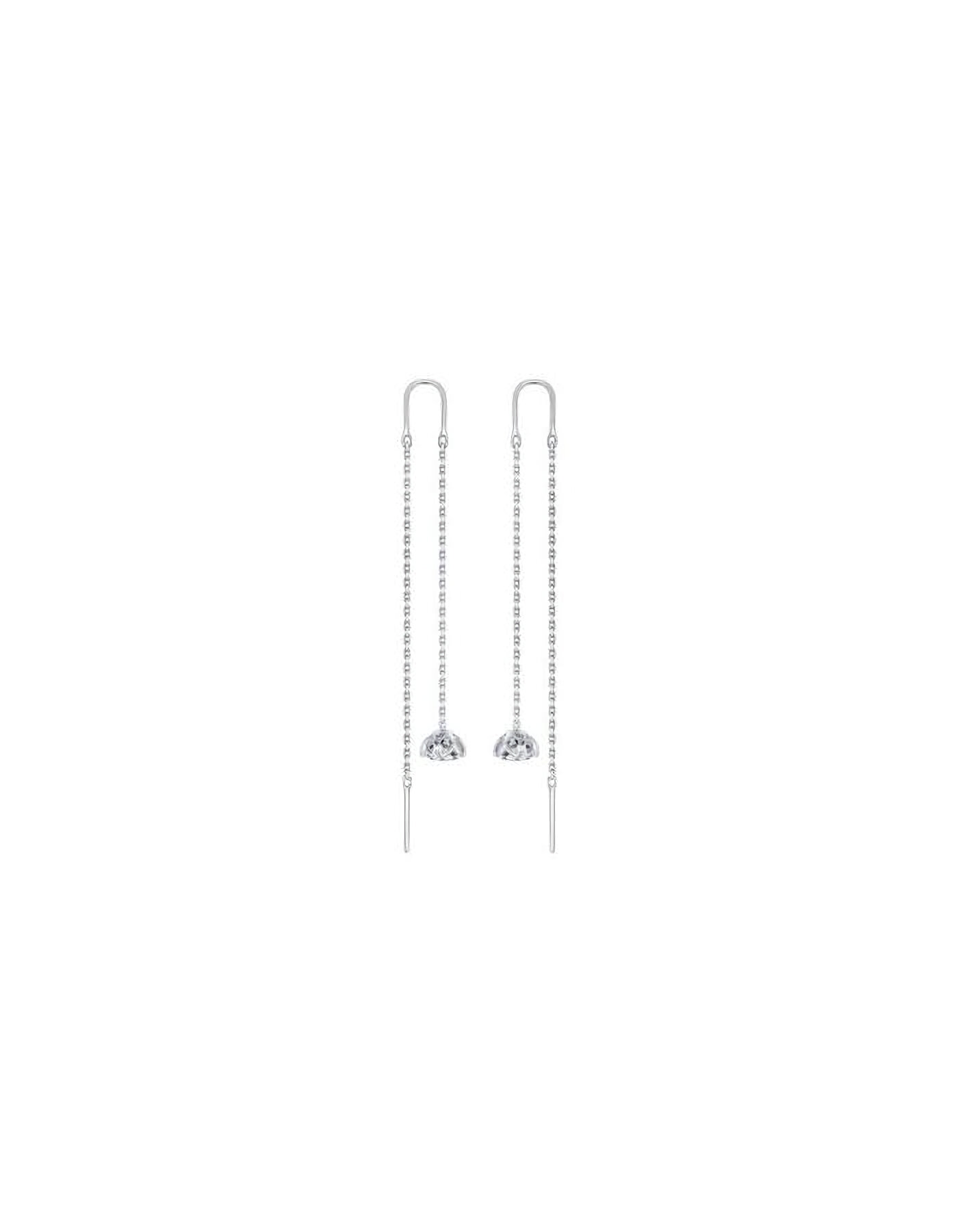Серьги цепочки The Jeweller, серебро, 925 проба, родирование, фианит