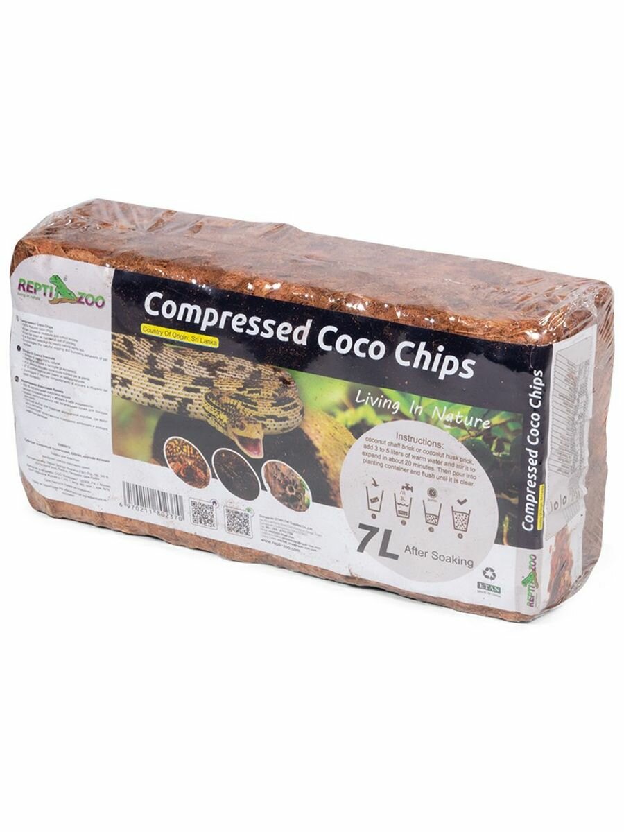 Субстрат Repti-Zoo кокосовый тропический 7л, крупный