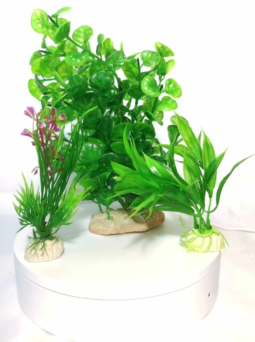 Растение искусственное для аквариума, набор №141 из трех штук в сетке