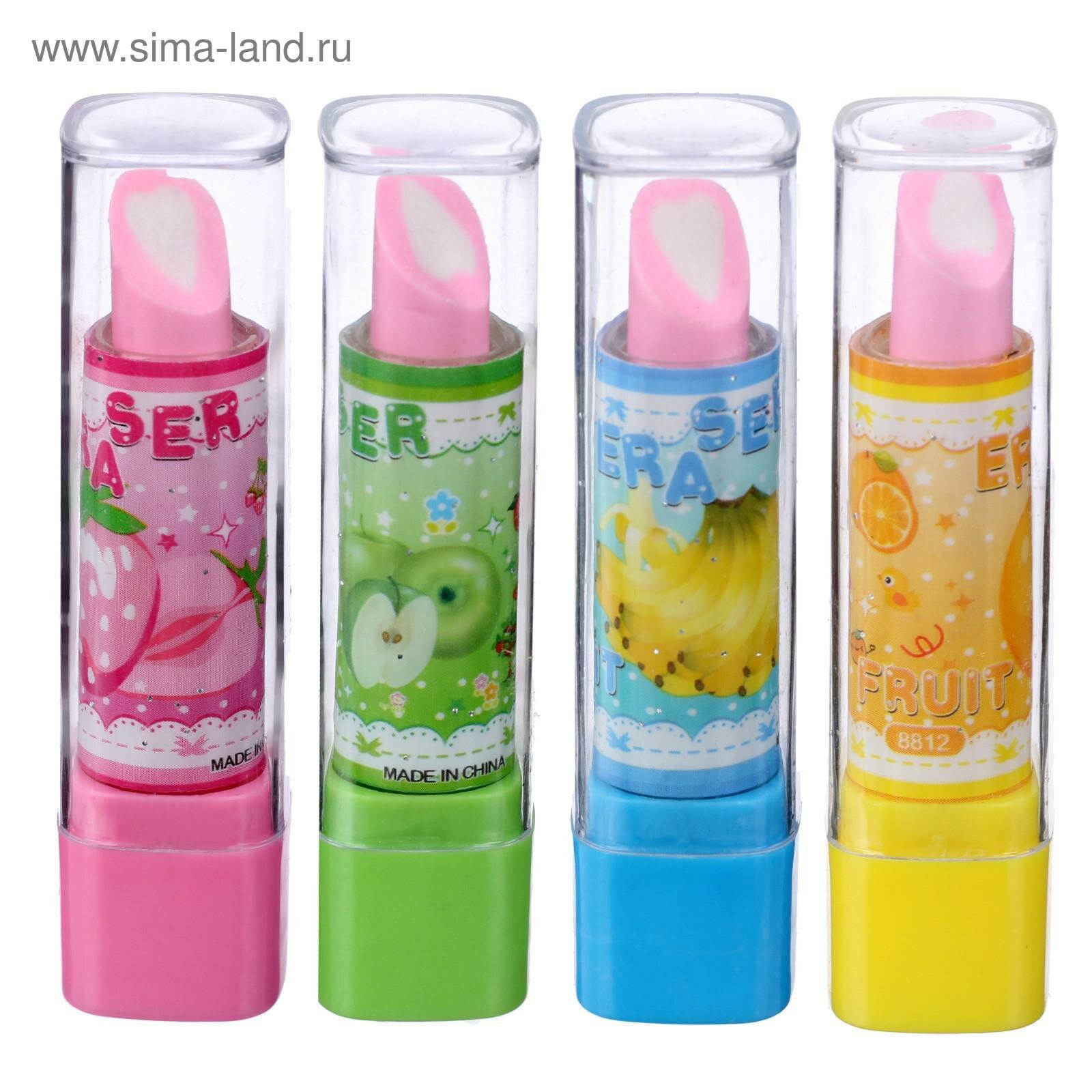 Набор ластиков фигурных 5 штук «Помада», 75×15×15 мм, в пакете