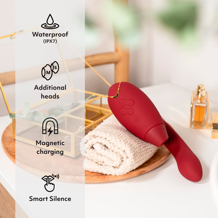 Премиум-вибратор для двойной стимуляции Womanizer Duo, малиновый
