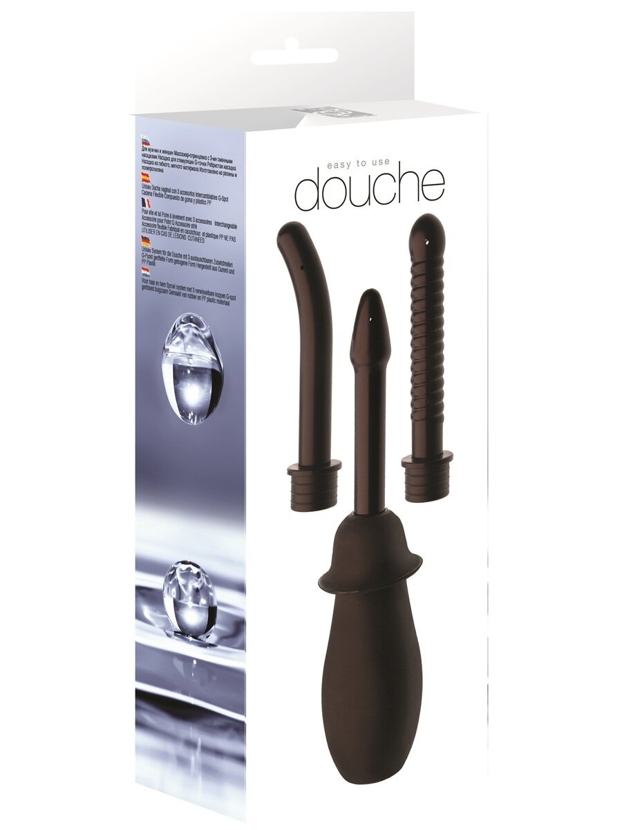 Гигиенический анальный душ со сменными насадками "DOUCHE UNISEX BLACK" 11cm