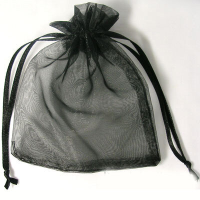 Мешочек из органзы, 9х7см, черный с черной ленточкой, 10 шт.