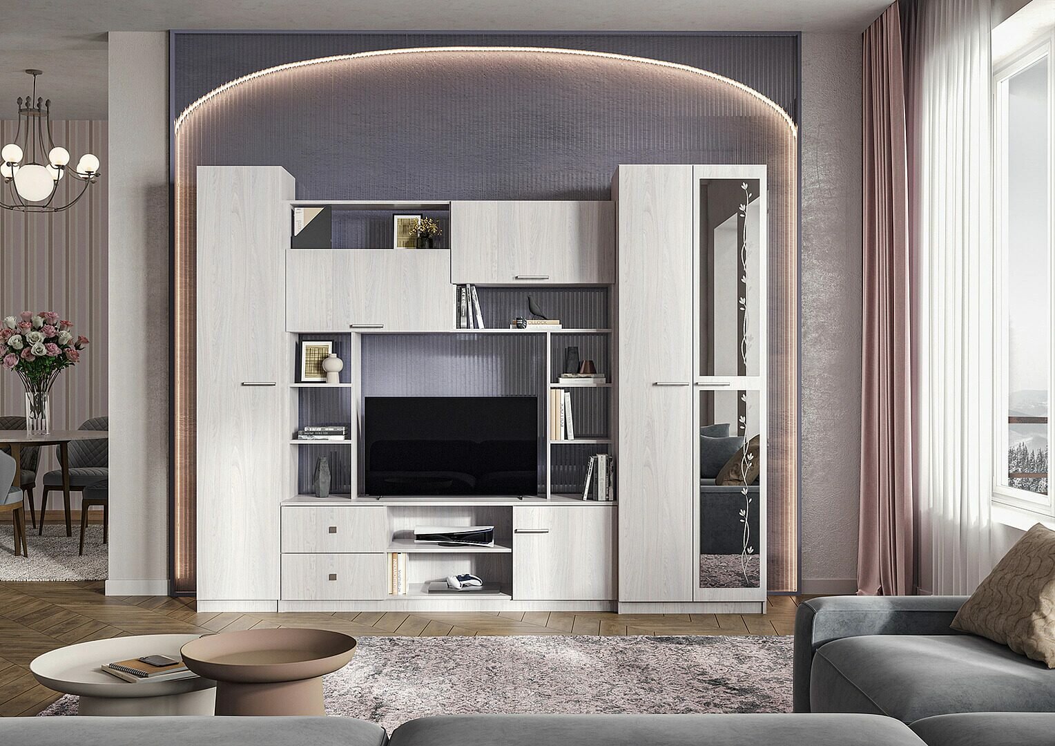 Гостиная «Марта-М Андрей 1» ЛДСП, анкор/анкор (2700х475х2125)