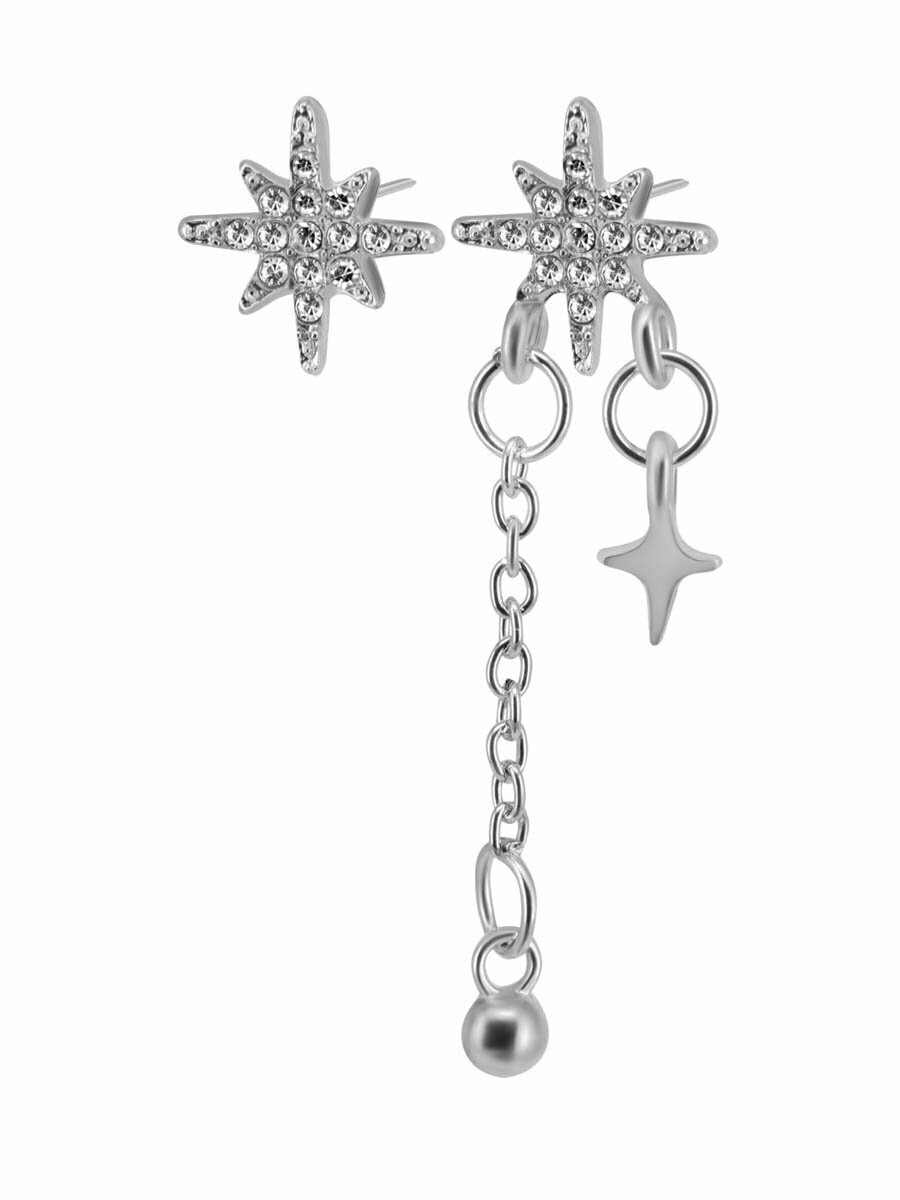 Серьги непарные, фианит