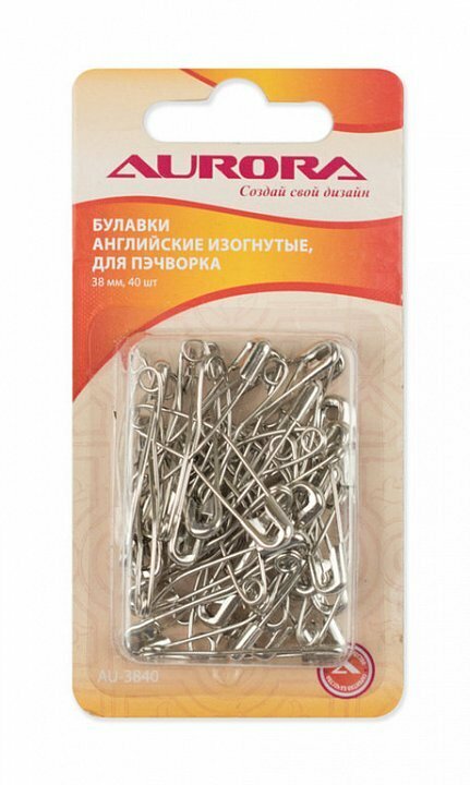 Набор изогнутых английских булавок Aurora AU-3840, 38 мм.