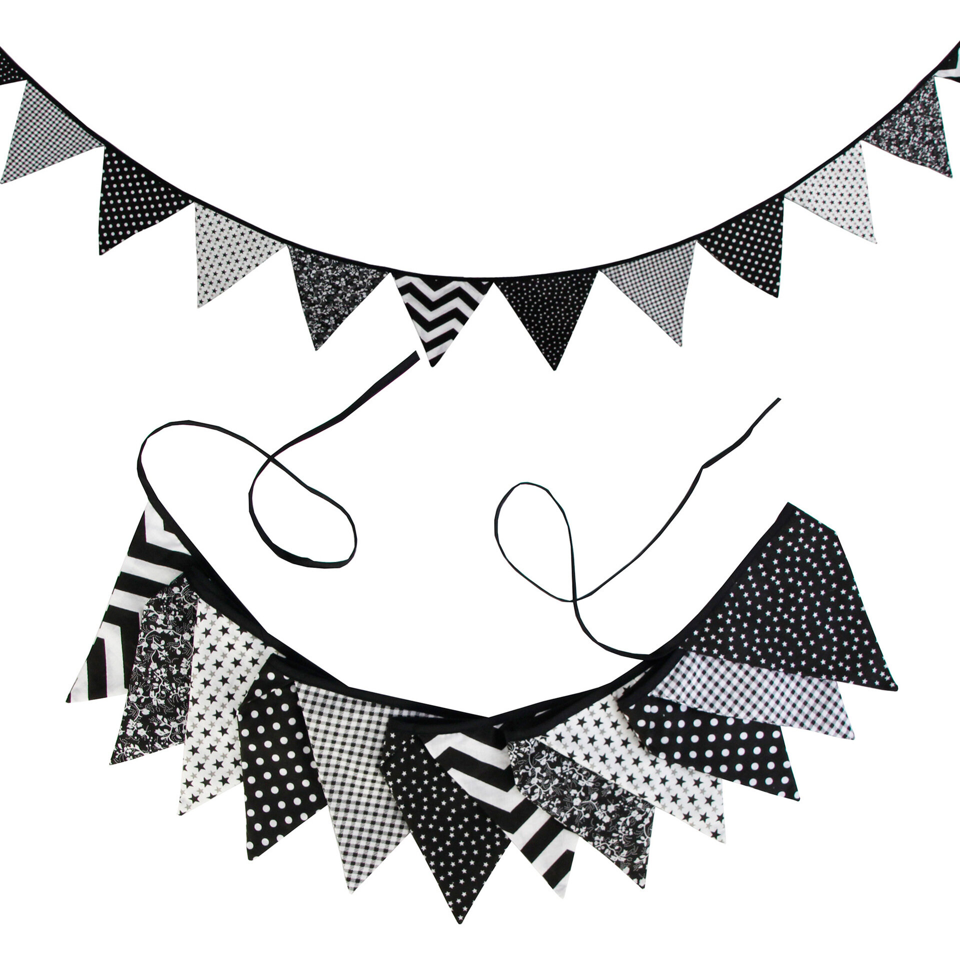 Флаг-палатка SJQ097, черно-белый, хлопковый, треугольный, на веревочке