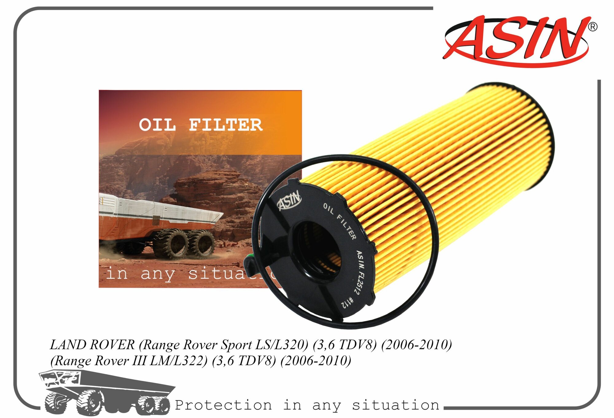 Фильтр масляный LR002338 ASIN. FL2512 для LAND ROVER Range Rover Sport LS L320 3,6 TDV8 Range Rover III LM L322 3,6 TDV8