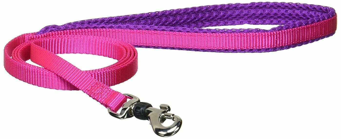Поводок для собак Japan Premium Pet с защитой на карабине и мягкой анатомической вкладкой для рук, серия 40 оттенков радуги, розовый, размер S.