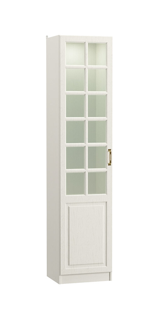 Шкаф стекло с подсветкой Ливерпуль Белый/ ясень ваниль ШхГхВ 50х41,4х220,3 см