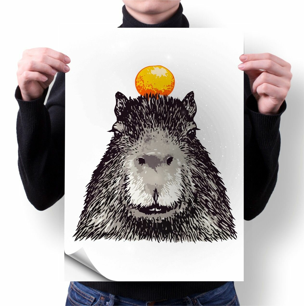 Плакат А4 принт "Capybara v2, Капибара" - v0025