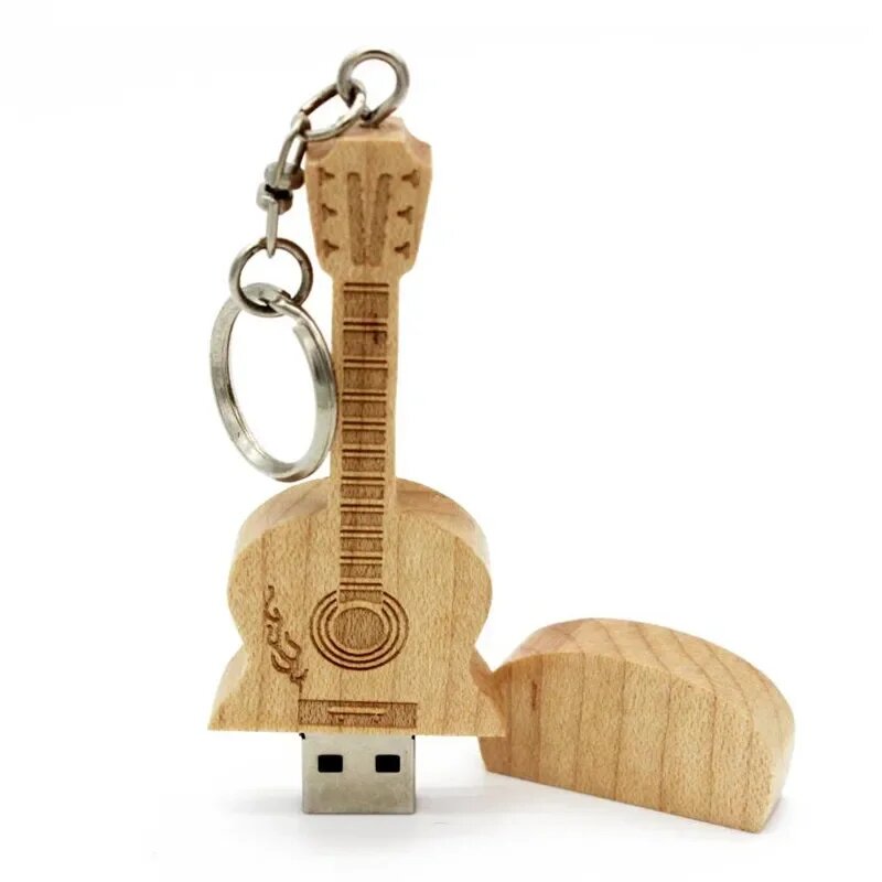 USB-флешка JASTER с брелоком гитарой 4GB/16GB/32GB/64GB 32GB, Wooden