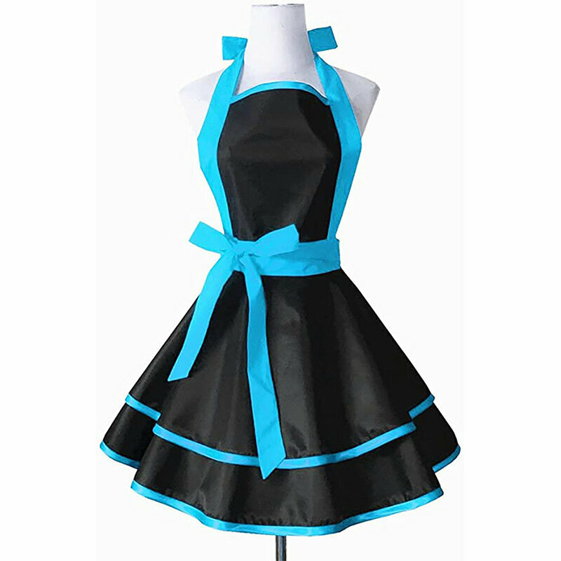 Фартук "Амазонка", современный минимализм, полиэстер, двойной, черный и синий