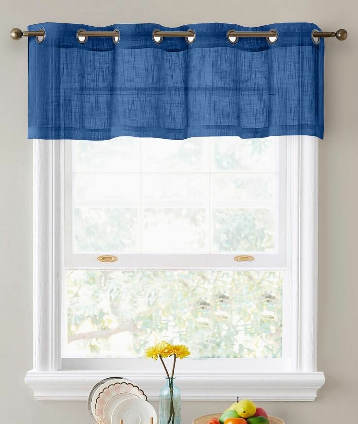 Шторы для кухни на люверсах, ламбрекен из тюля вуаль на кольцах арт- ЛКЛ-4909