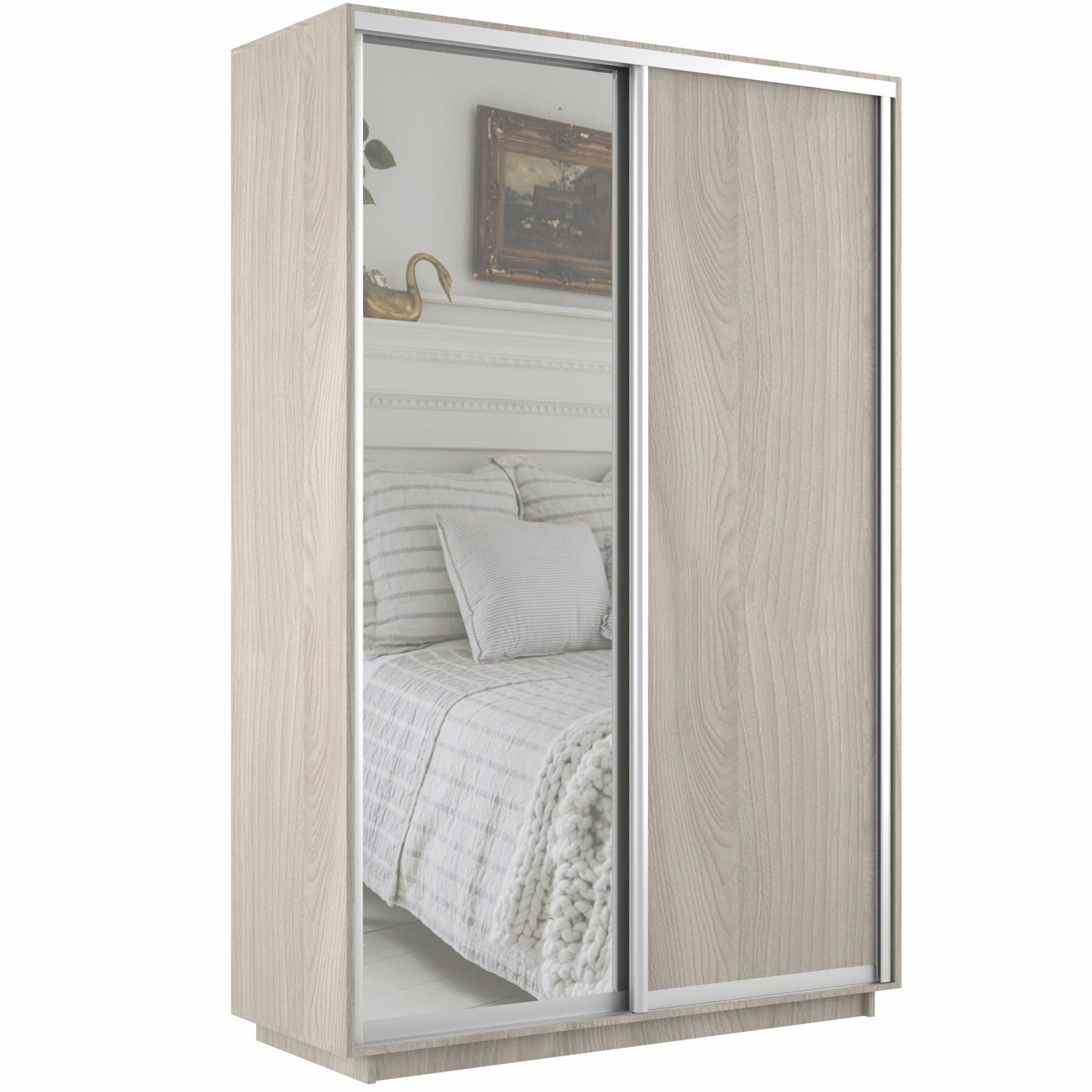 Шкаф-купе Экспресс 1,4 ДСП/зеркало Ясень шимо светлый глубина 45 см