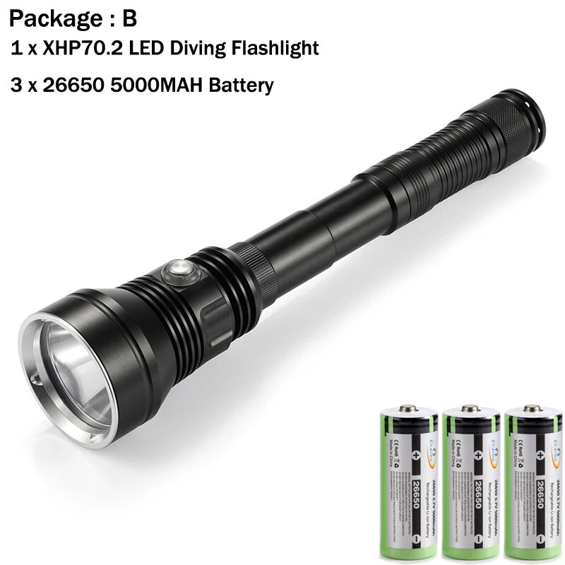 Мощный светодиодный фонарик для дайвинга XHP70.2, подводная лодка 150 м, тактический фонарь для фотосъемки, охоты, поймать рыбу