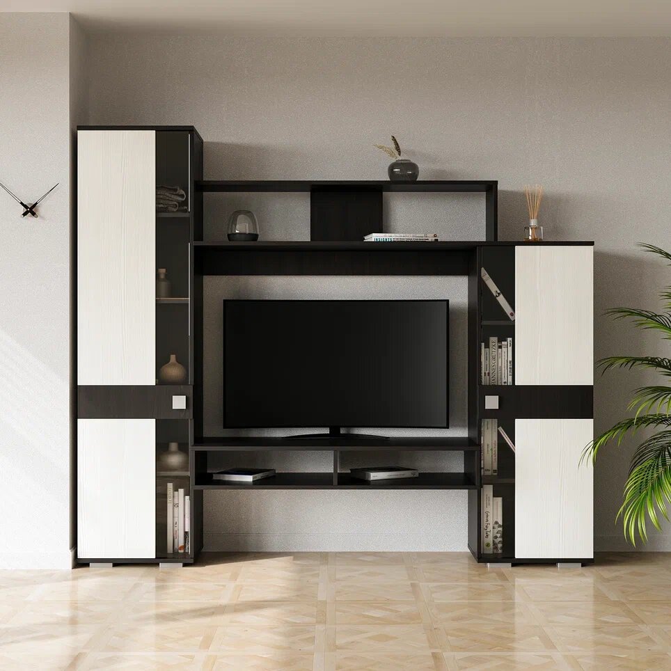 Стенка в гостиную "Ника" цвет: венге/ бодега белая размер: 2000x450x1712 мм